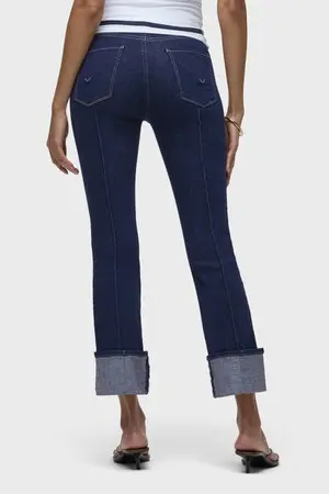 Hudson Jeans Barbara Pintucked Cuffed Bootcut Crop Jeans