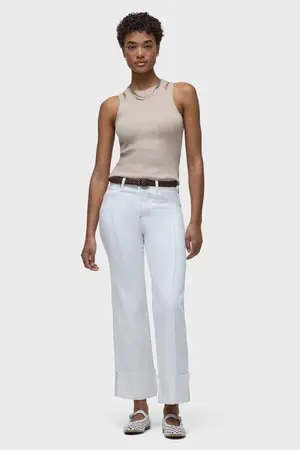 Hudson Jeans Rosie Pintucked Cuffed Wide Leg Jeans