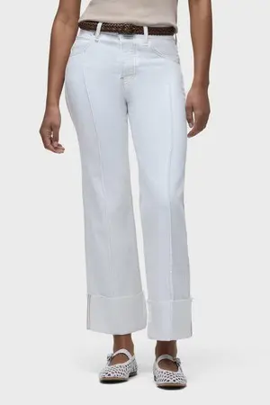 Hudson Jeans Rosie Pintucked Cuffed Wide Leg Jeans