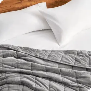 BARE HOME Minky Fleece Weighted Blanket - Light Grey