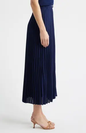 Anne Klein Belted Pleated Midi Skirt