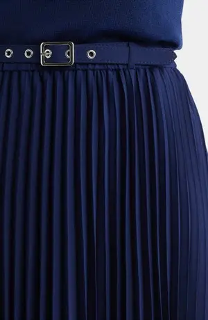 Anne Klein Belted Pleated Midi Skirt