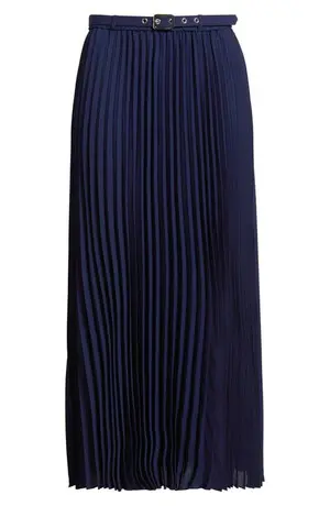 Anne Klein Belted Pleated Midi Skirt