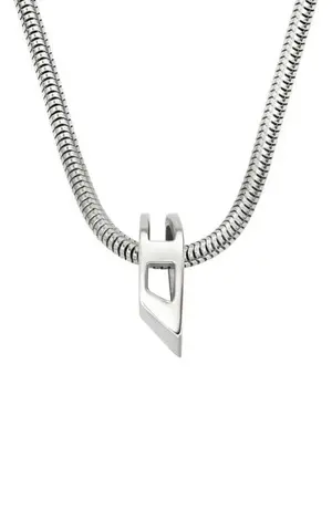 DIESEL® D Logo Pendant Necklace - Silver