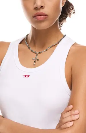 DIESEL® Ball Chain Cross Pendant Necklace