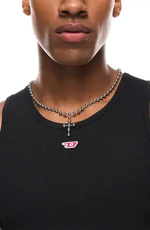 DIESEL® Ball Chain Cross Pendant Necklace