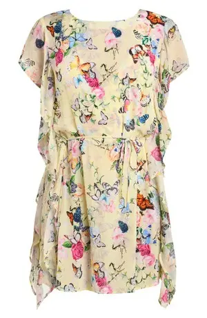 L'Agence Alia Garden Butterflies Chiffon Cover-up Tunic