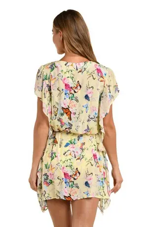 L'Agence Alia Garden Butterflies Chiffon Cover-up Tunic