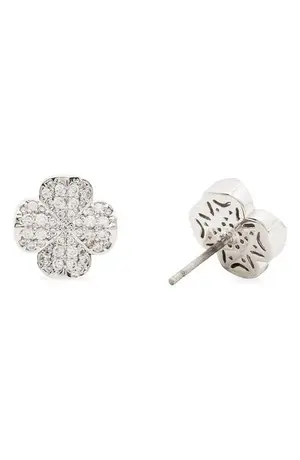 Kate Spade New York Pavé Flower Stud Earrings - Clear/silver