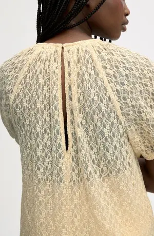 Sam Edelman Semisheer Stretch Lace Top - Almond