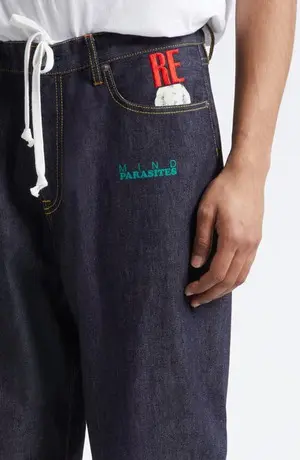 Undercover Embroidered Graphic Straight Leg Jeans - Indigo
