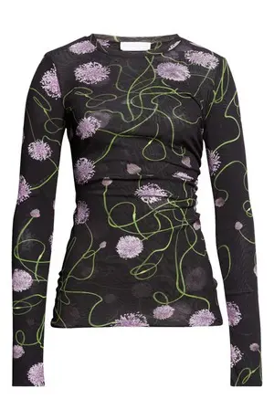 Stella McCartney Twisted Floral Mesh Top