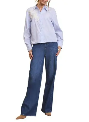 Mint Velvet Stripe Embroidered Shirt