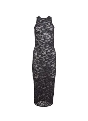 FLEUR DU MAL Le Stretch Lace Racer Tank Dress - Black