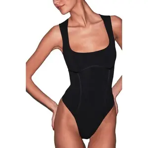 FLEUR DU MAL Organic Cotton Tank Bodysuit - Black