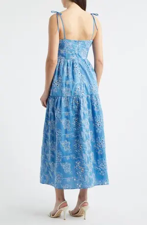 Julia Jordan Cotton Blend Eyelet Midi Sundress