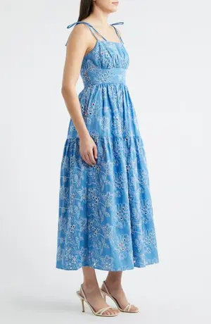 Julia Jordan Cotton Blend Eyelet Midi Sundress