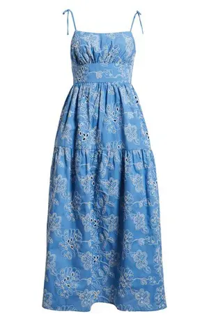 Julia Jordan Cotton Blend Eyelet Midi Sundress