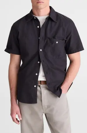 Madewell Allday Oxford Single Pocket Short Sleeve Button-up Shirt - Licorice