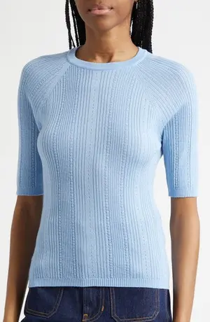 Veronica Beard Brielle Raglan Rib Knit Top