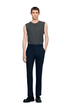 Sandro Wool Suit Trousers - Navy Blue