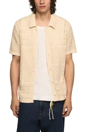 Lucky Brand Open Stitch Button-up Shirt - Whitecap Gray