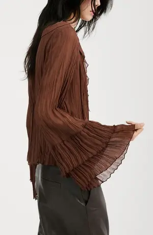 Mango Ruffle Crinkle Top