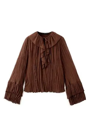 Mango Ruffle Crinkle Top