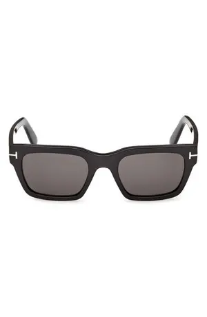 TOM FORD Square Sunglasses - Shiny Black/smoke Lens