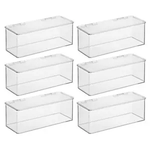 IDESIGN Stackable Hinged-lid Storage Boxset Of 6 - Clear