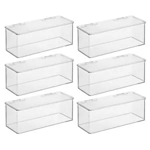 IDESIGN Stackable Hinged-lid Storage Boxset Of 6 - Clear