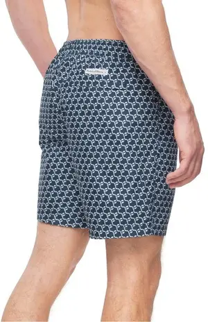 ROKKA&ROLLA 7" Compression Lined Swim Trunks - Navy Print
