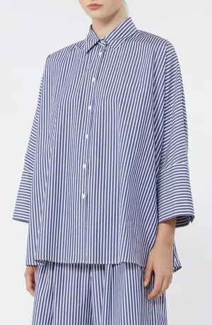 Max Mara Hudson Oversize Striped Shirt - Navy