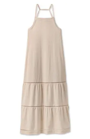 UGG Sleeveless Maxi Dress With Ladder Stitch Detail - Cream
