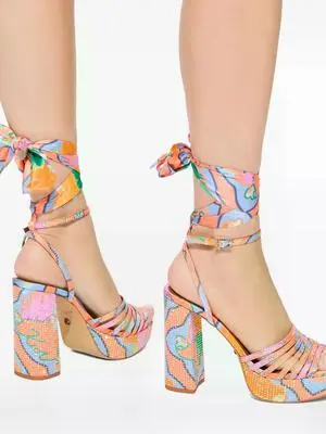 Kurt Geiger Pierra Ankle-tie Platform Sandals - Orange