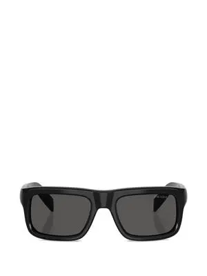 Prada Logo-detail Rectangle Sunglasses - Black