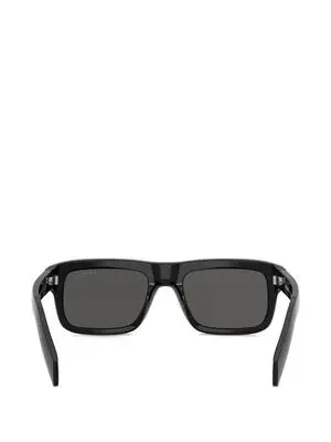 Prada Logo-detail Rectangle Sunglasses - Black