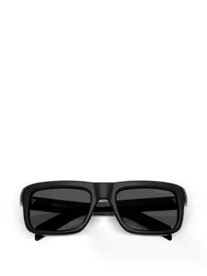 Prada Logo-detail Rectangle Sunglasses - Black