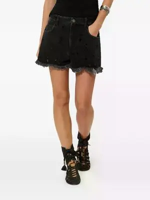 Isabel Marant Étoile Cut-out Frayed-hem Denim Shorts