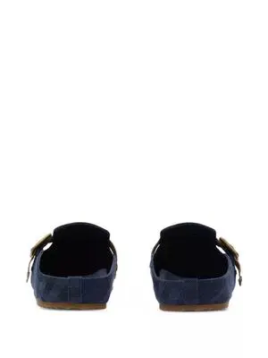 Burberry Check Denim Urchin Clogs - Blue