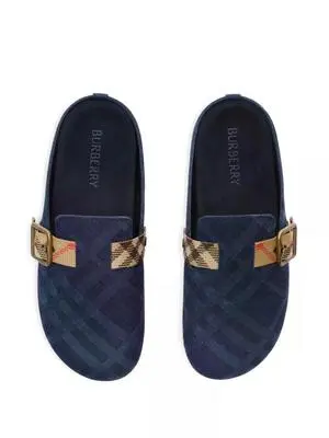 Burberry Check Denim Urchin Clogs - Blue