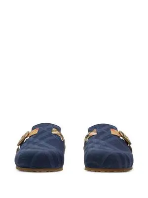 Burberry Check Denim Urchin Clogs - Blue