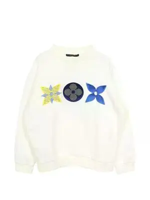 LOUIS VUITTON Monogram Flower Embroidered Sweatshirt - White