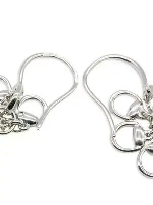 Gucci 18k White Gold Horsebit Drop Earrings