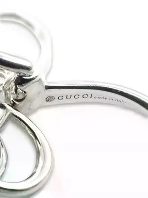 Gucci 18k White Gold Horsebit Drop Earrings