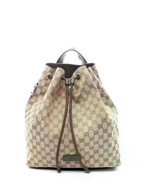 Gucci 2010s Canvas Leather Backpack - Neutrals