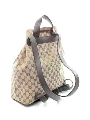 Gucci 2010s Canvas Leather Backpack - Neutrals