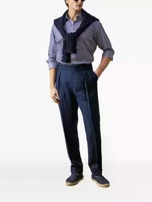 Ralph Lauren Purple Label Byron Pleated Trousers - Blue