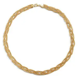 Toscano 14k Yellow Gold 3-row Wheat Chain Necklace - Yg