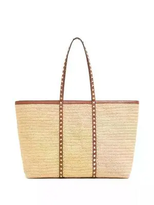 Valentino Garavani Rockstud Raffia Tote Bag